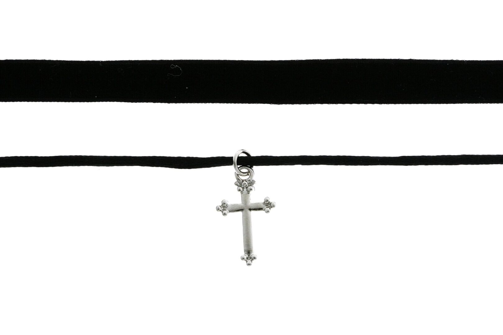 Black Velvet Choker with Silver Cross - Elle Venue